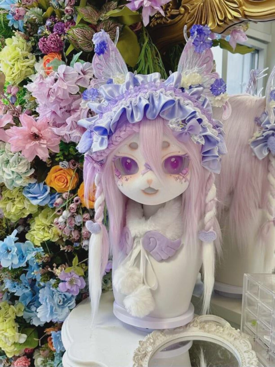 Handmade Kemono Fursuit Head, Pastel Cat Deer Anime Cosplay Mask ...