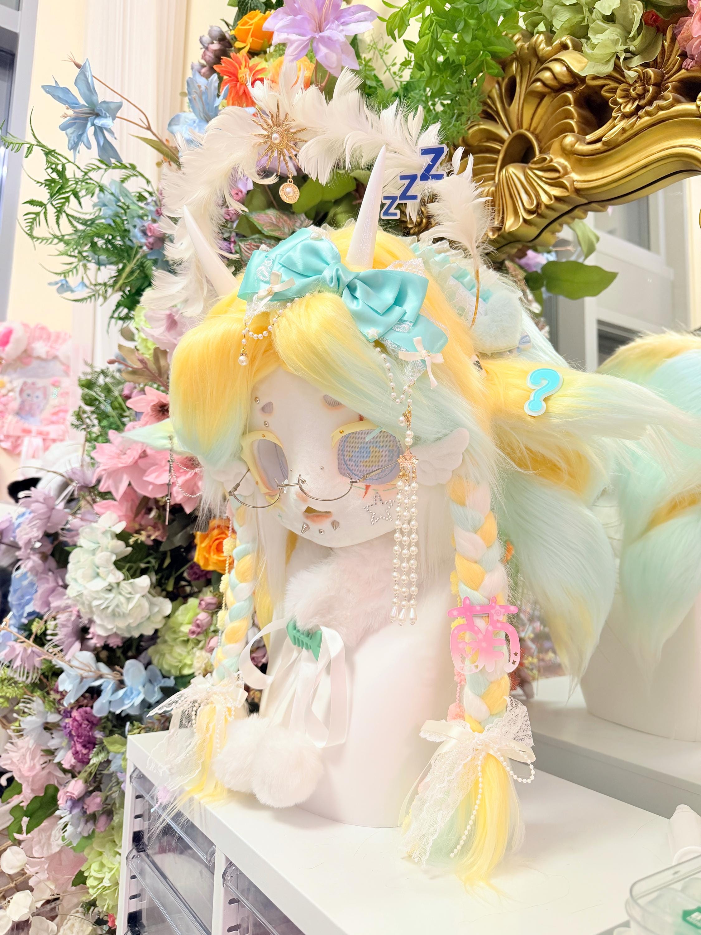 Yume Kawaii Kemono Fursuit Head Pastel Unicorn Goat KIG Anime Cosplay ...