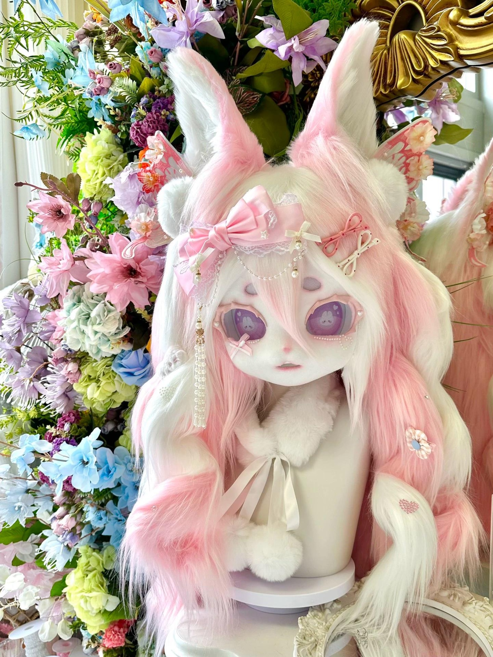 Yume Kawaii Kemono Fursuit Head Pastel Fox Bunny Resin Anime Cosplay ...