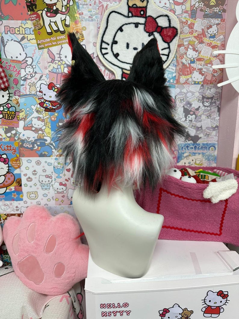 Gothic Kemono Fox Fursuit Head, Black White Resin Anime Cosplay Mask ...