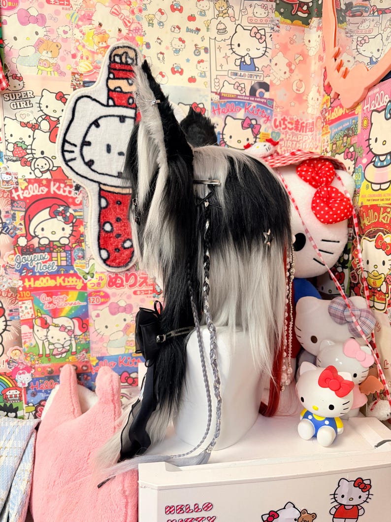 Black White Kemono Fursuit Head Visual Kei Fox Wolf KIG Anime Cosplay ...