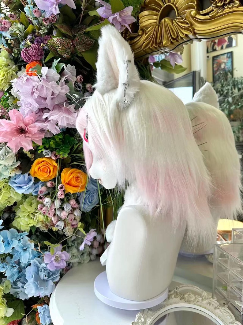 Custom Kemono Fursuit Head, Melodyne Pastel Fox Mask With Guitar Hair ...