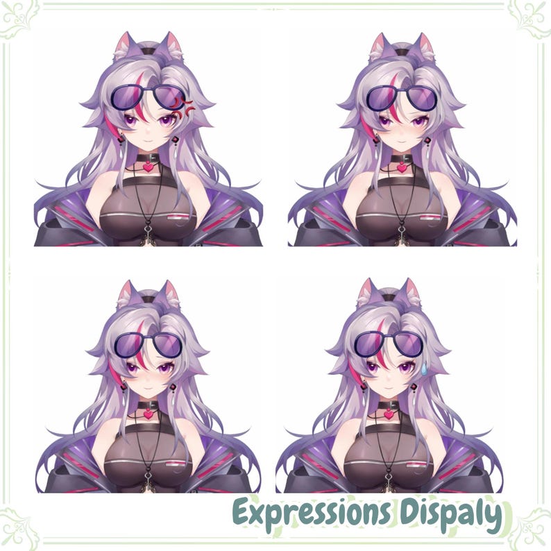 Premade Vtuber Live2d Model | Purple Violet Pulse Girl With Tail | Vtuber Studio | Wolf Vtuber ...