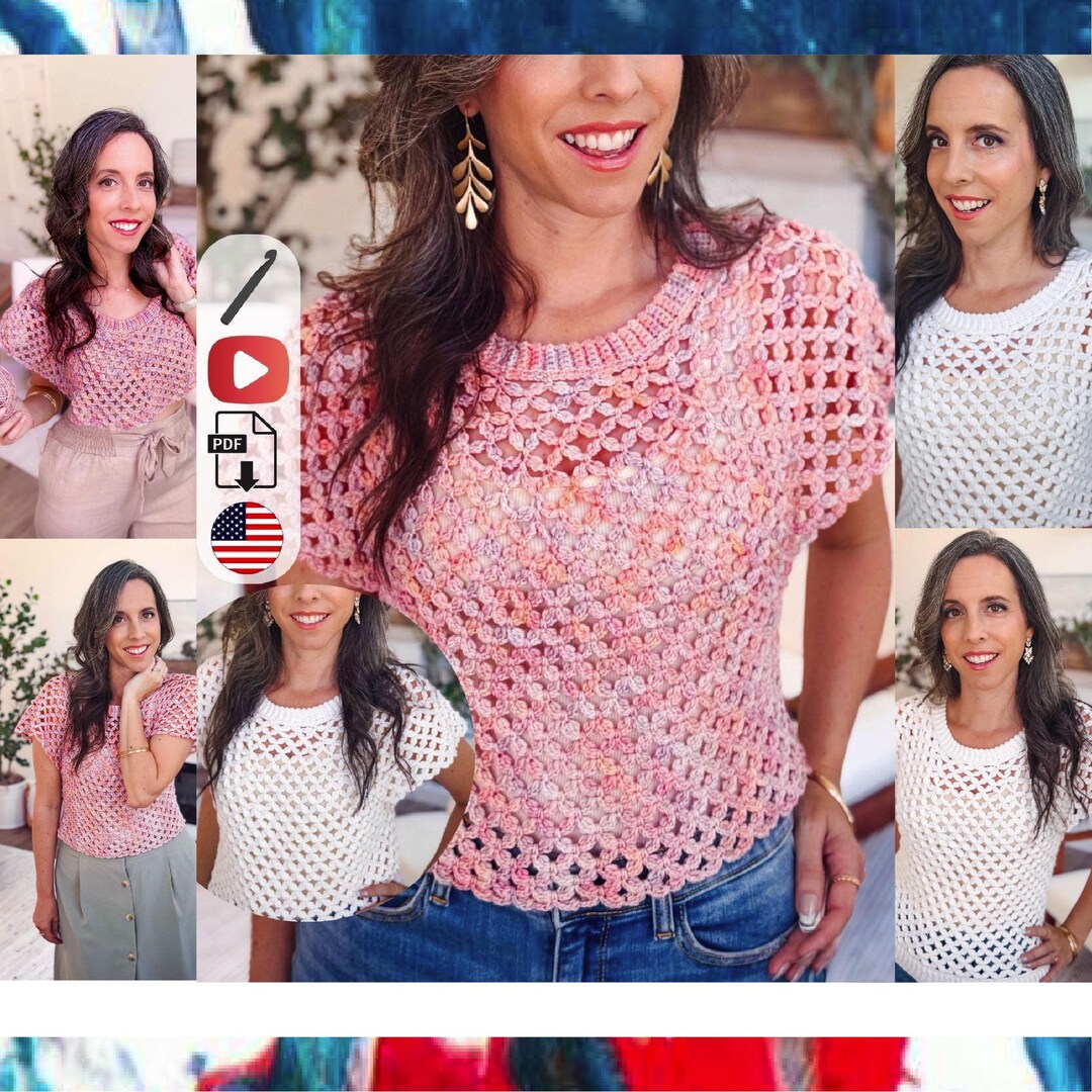 CROCHET PATTERN + VIDEO Circle Leaf Crochet Top Pattern Summer Lace ...
