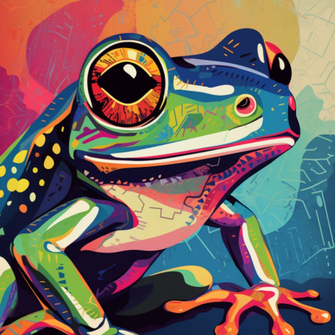 Colorful Pop Art Frog Wall Art – Vibrant Amphibian Digital Download ...