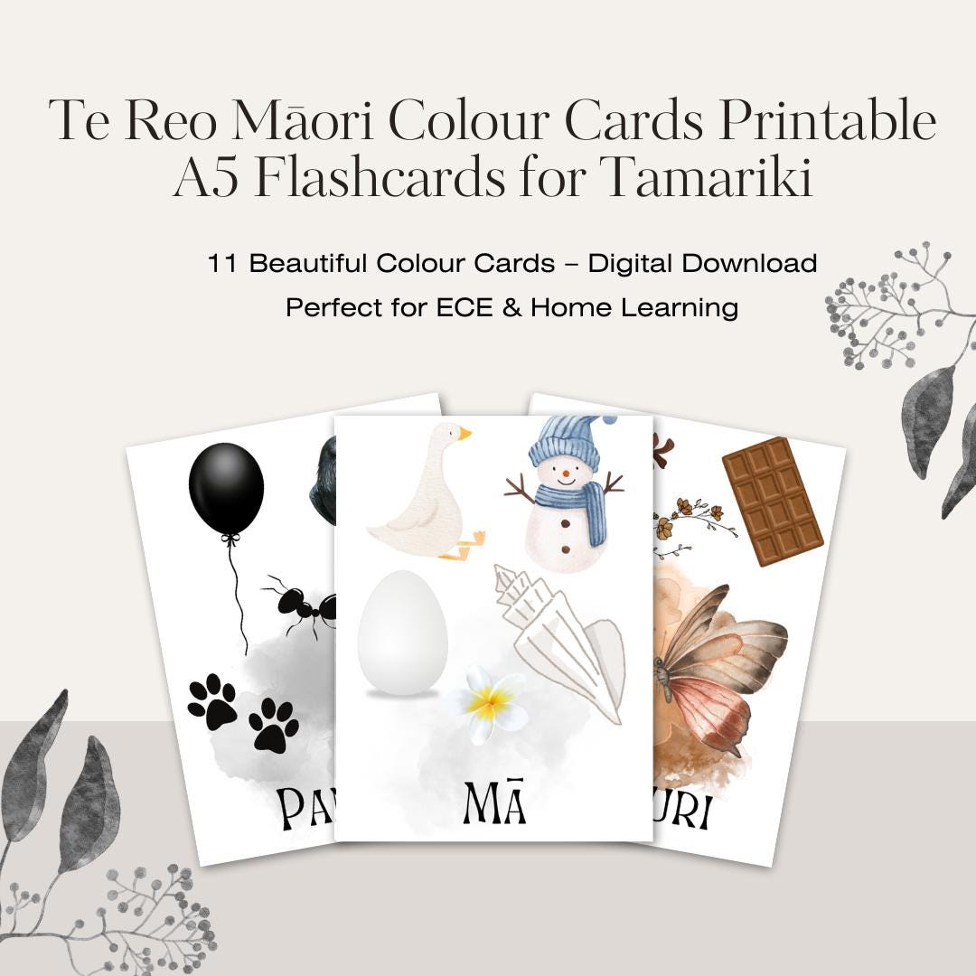 Te Reo Māori Colour Flashcards | A5 Printable for Tamariki - Etsy