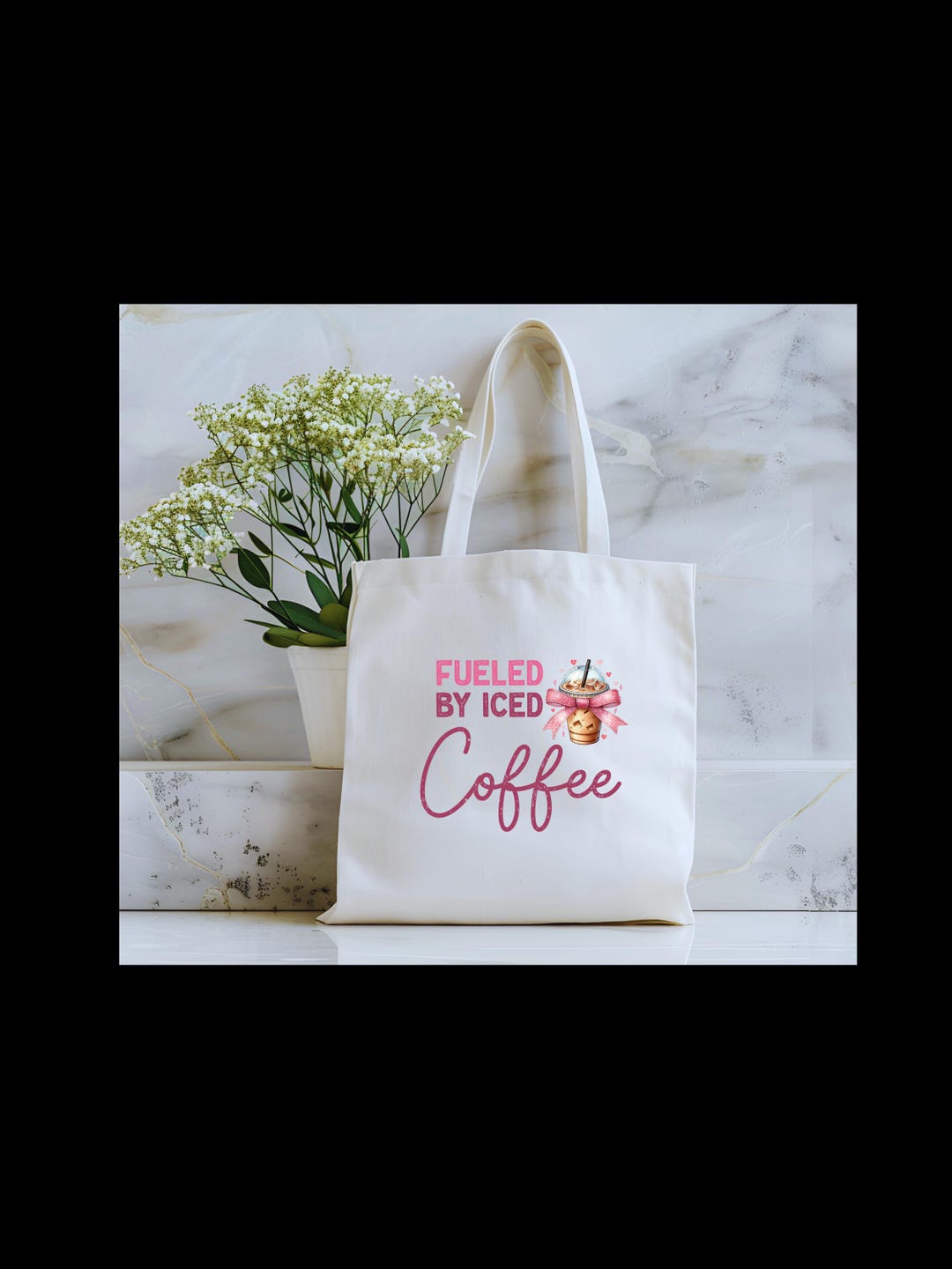 Fueled by Iced Coffee Tote Bag – Funny Summer Canvas Tote – Reusable ...