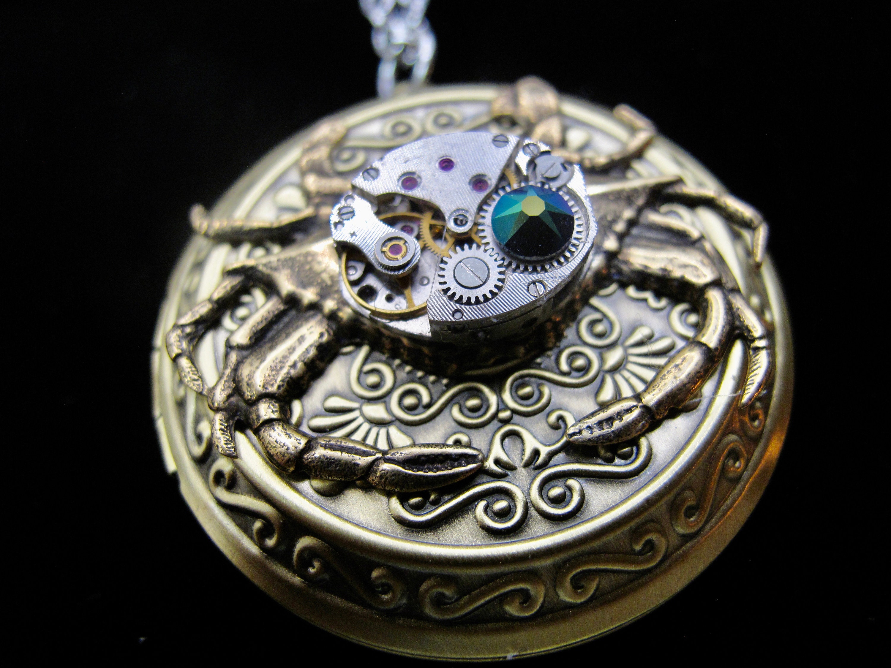 Brass Steam Punk Crab 40mm Locket With Watch Movement on a - Etsy Ireland