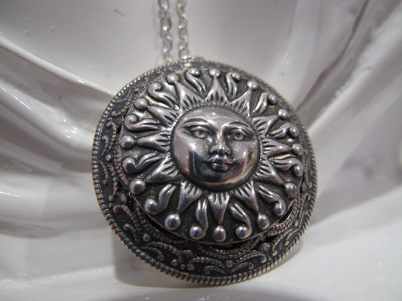 Midday Sun Locket. Victorian Sun Locket Necklace in Antique - Etsy