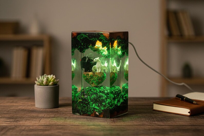 To.o.thle.ss Inspired Night Fury Resin Lamp | Fantasy Dragon Night ...