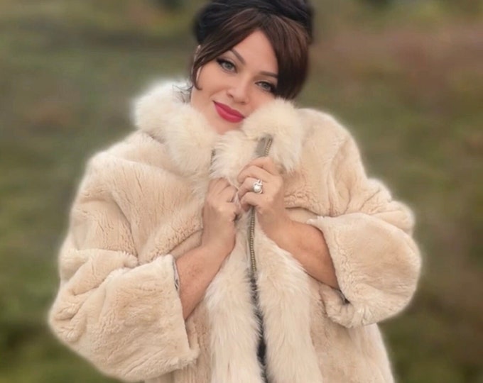 EMBA Lunaraine Mink Fur Coat, Beige Blonde Bolero Jacket, Belted ...