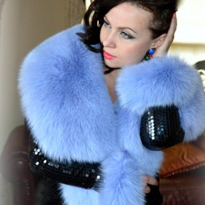 Exquisite Genuine Light Blue Dyed Blue Fox Fur Stole W/ Tails - Etsy