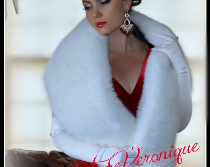 Luxurious Soft Pure White Fox Fur Wrap / Genuine Fox Fur Bridal Quality ...