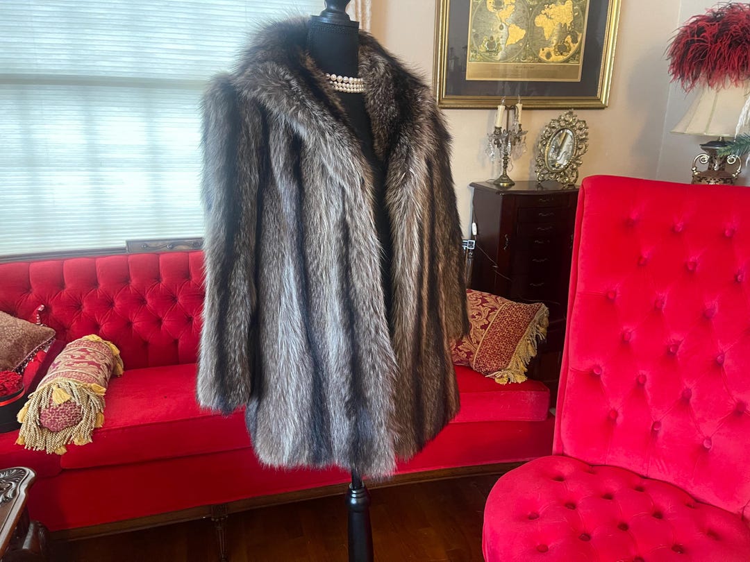 Classy Elegant Short Real Raccoon Fur Jacket Beige Brown Grey Tips ...