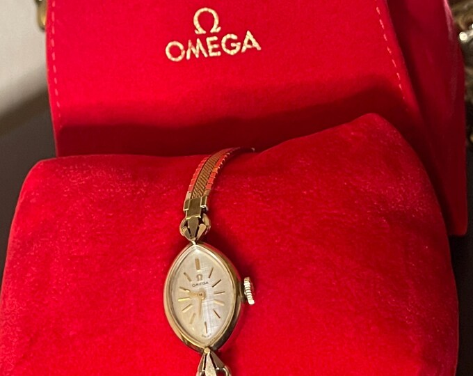 Dainty Elegant Ladies Cocktail Omega Gold Tone Watch Vintage 10k Rolled ...