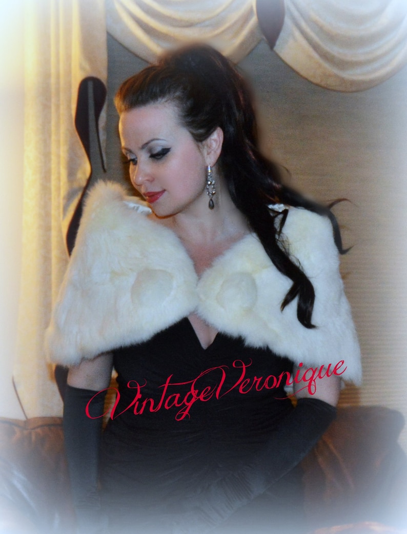 Classic Retro Vintage 1960s White Genuine Rabbit Fur Stole - Etsy