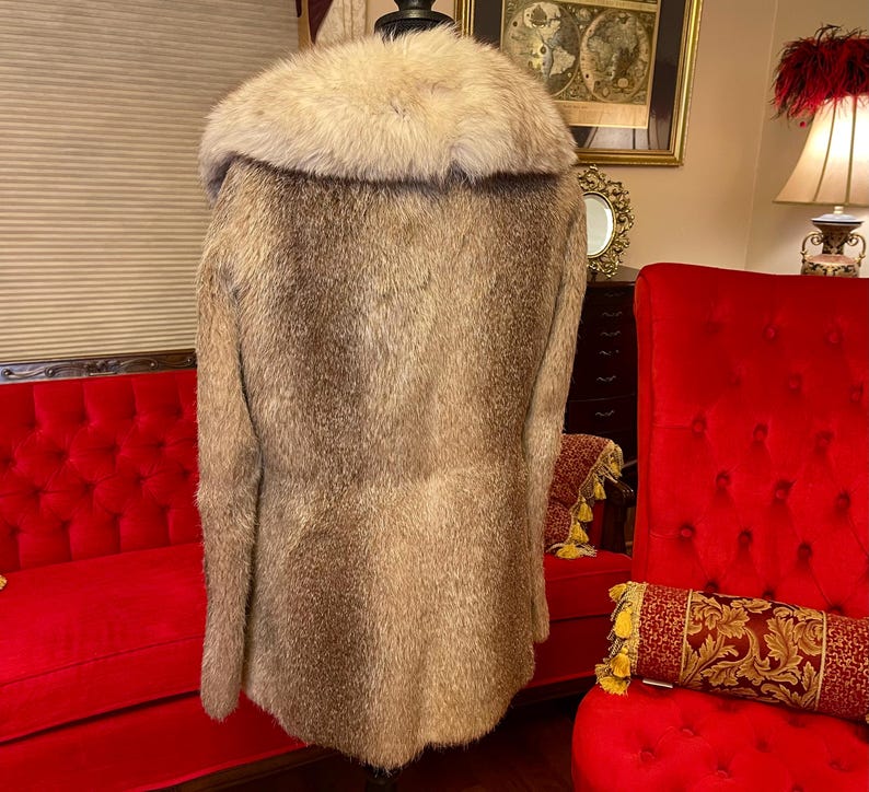 Fabulous Genuine Nutria Fur Coat W/ Fox Fur Collar Sz Small Medium 6 8 ...