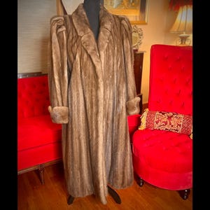 Vintage Genuine Honey Light Brown Natural Mink Full Length Coat Puffed ...