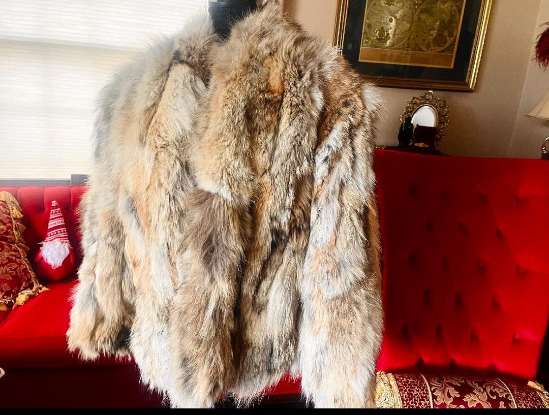 Shaggy Sculptured Genuine Coyote Fur Short Coat Jacket Unisex Womens ...