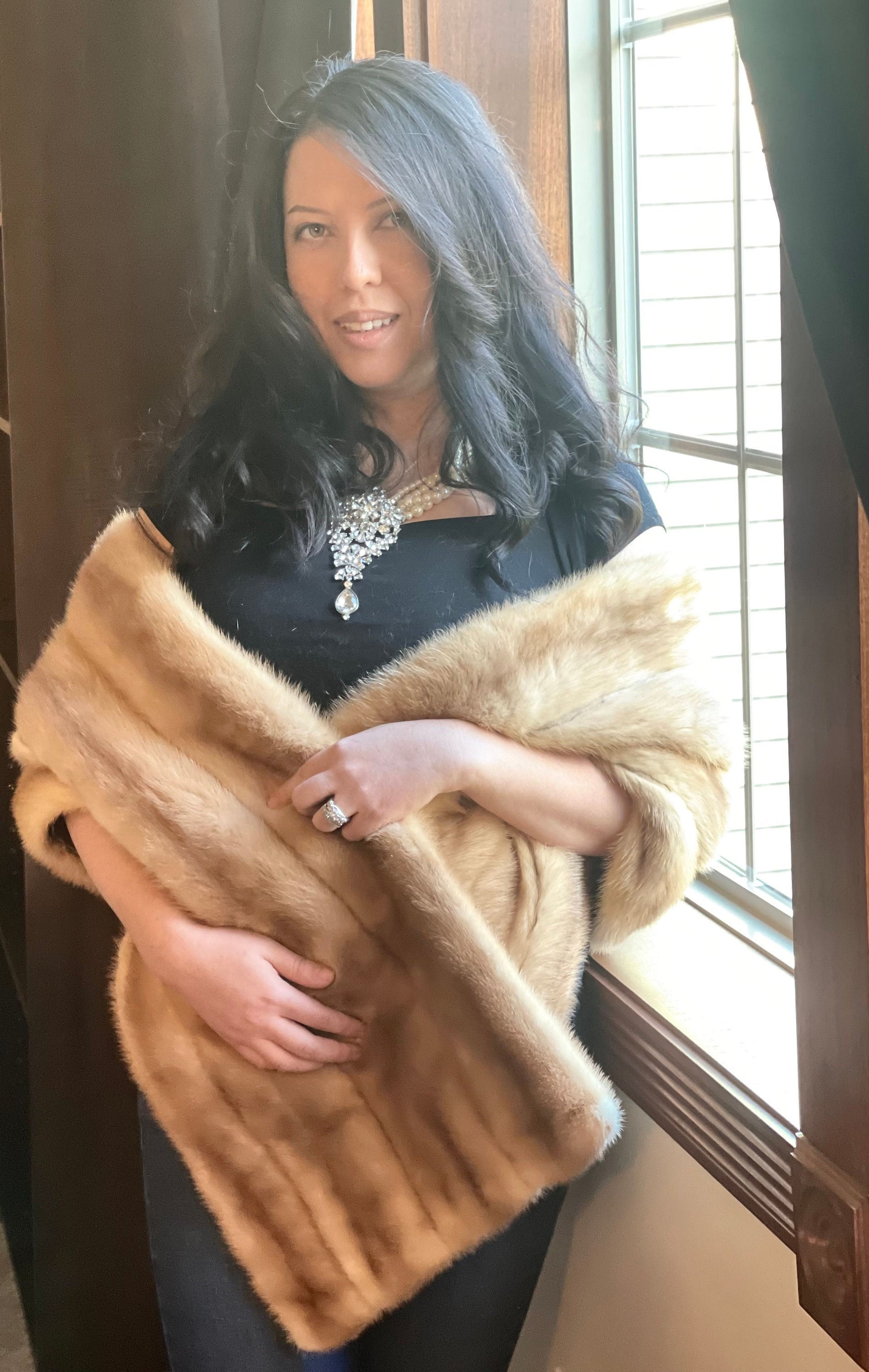FAB Extra Large Vintage Golden Tan Brown Beige Oversized Mink Straight ...