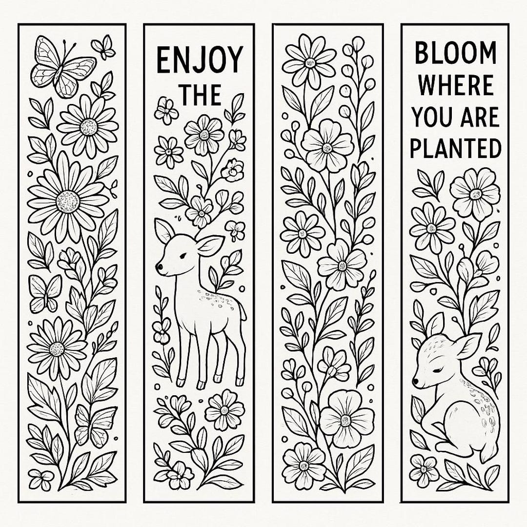 Nature’s Notes | Printable Colouring Bookmarks | Botanical & Woodland ...