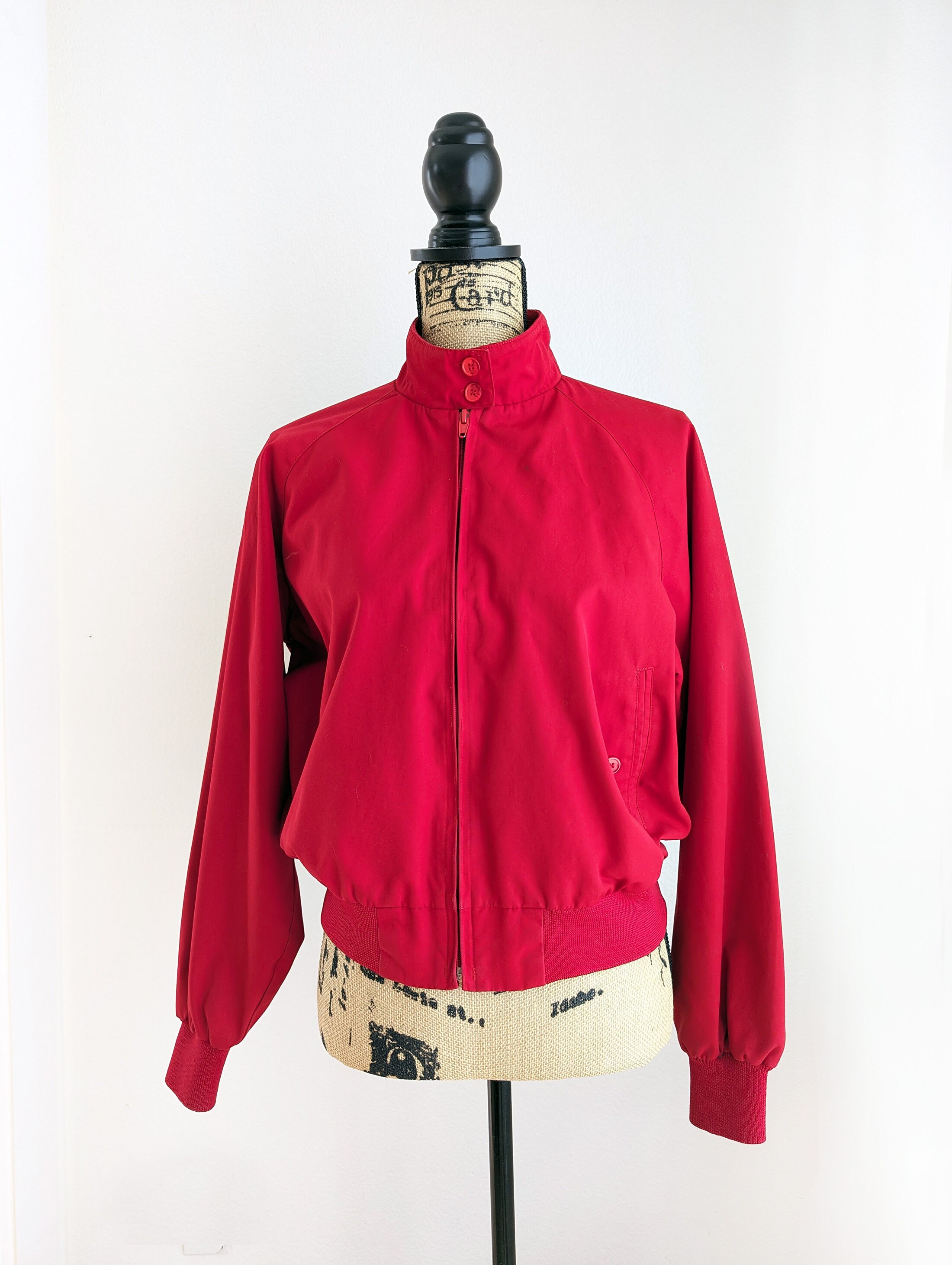 Vintage 80s Women's Red Jacket, Red Zip Front Jacket, Plaid Lined Red ...