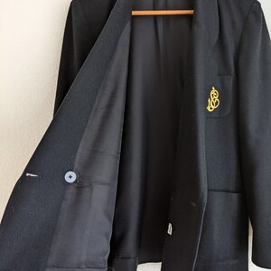 Vintage Black Wool Gold Emblem Blazer, Embroidered Emblem Wool Jacket ...