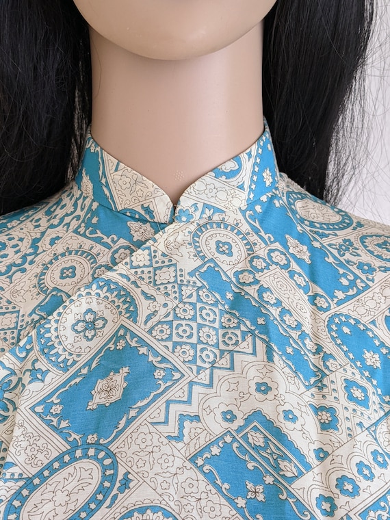 Vintage floral qipao dress, mosaic tile print cheongs… - Gem
