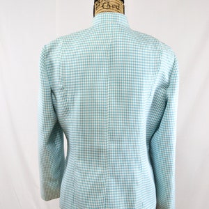 80s Blue Houndstooth Jacket, Vintage Open Front Gingham Jacket, Size 12 ...