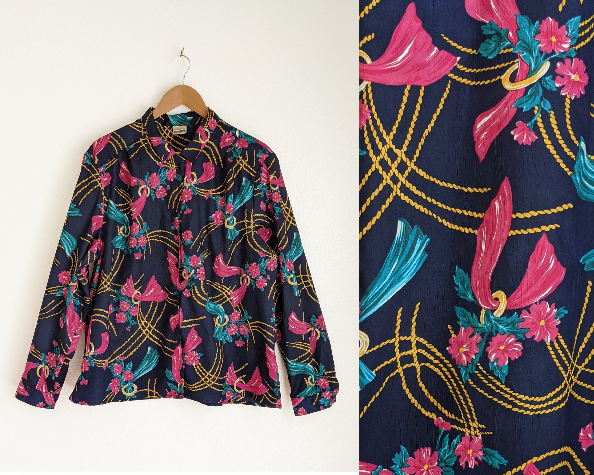 VTG 70's Pykettes Women's Graphic Print Retro Long Sleeve Disco Shirt ...