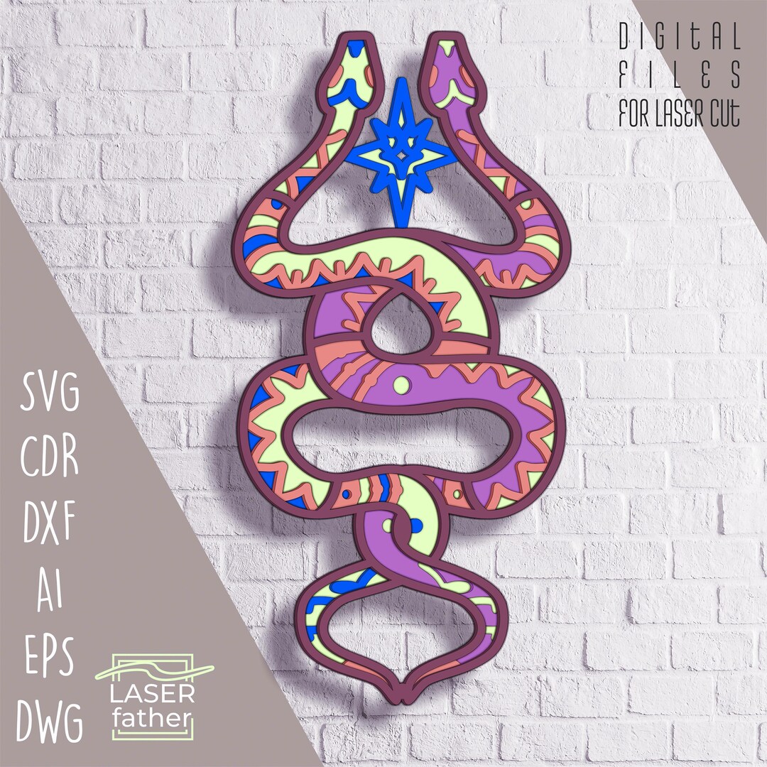 Snakes SVG, Cdr Ai Eps Dwg Dxf Files for Laser Cutting, Multilayered 3D ...