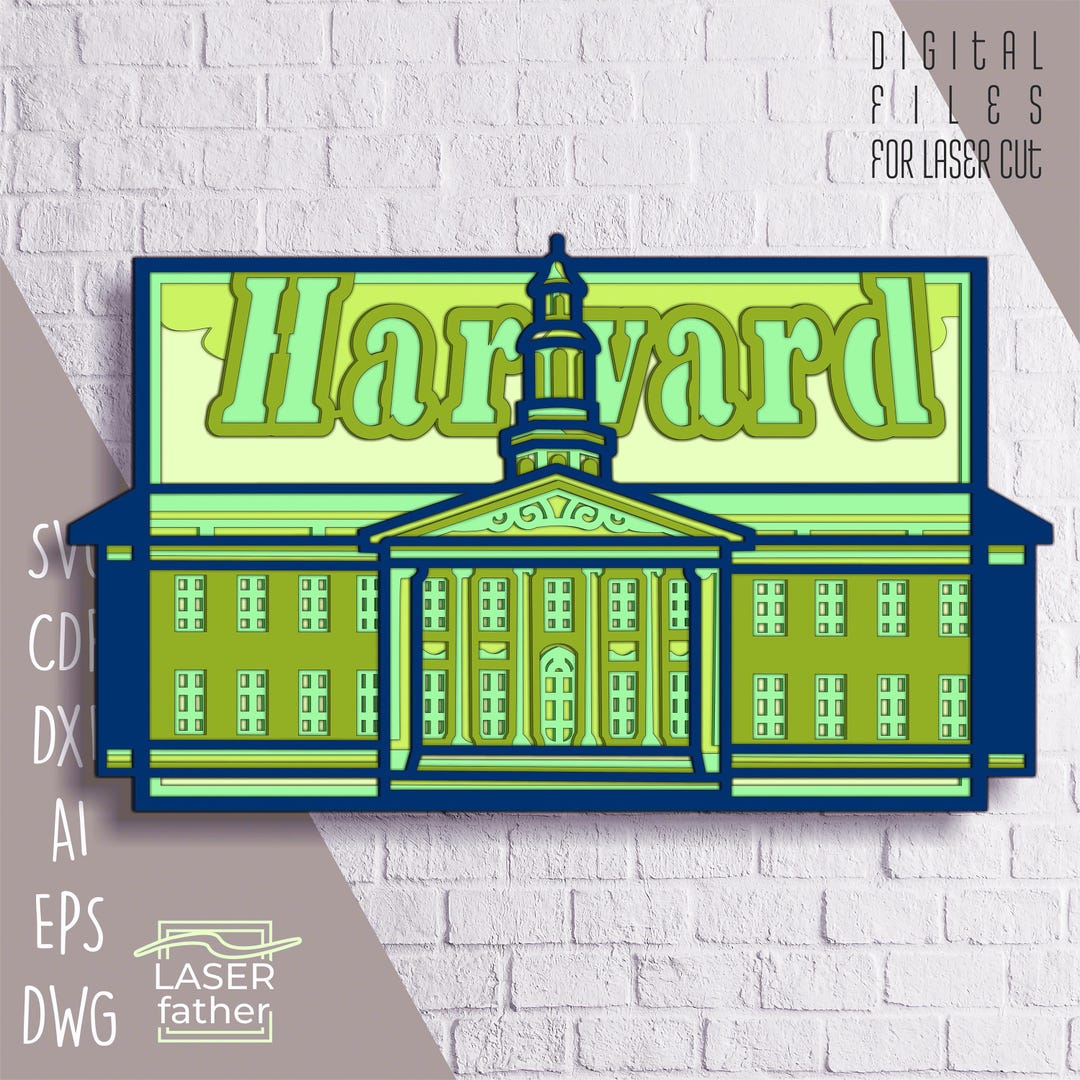 Harvard Layered 3D SVG: Laser Cut File, CNC, Cricut (digital Files ...