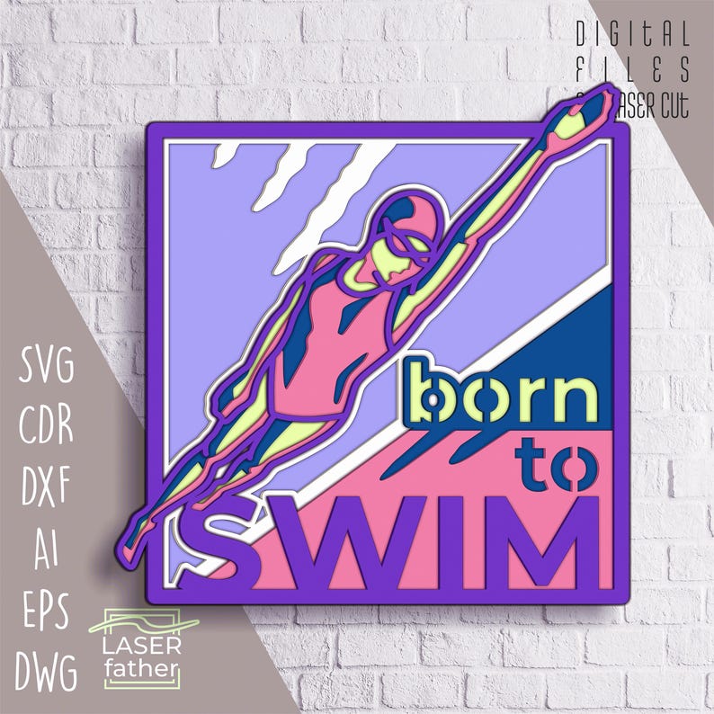 Swimming SVG, Cdr Ai Eps Dwg Dxf Files for Laser Cutting, Swimmer ...