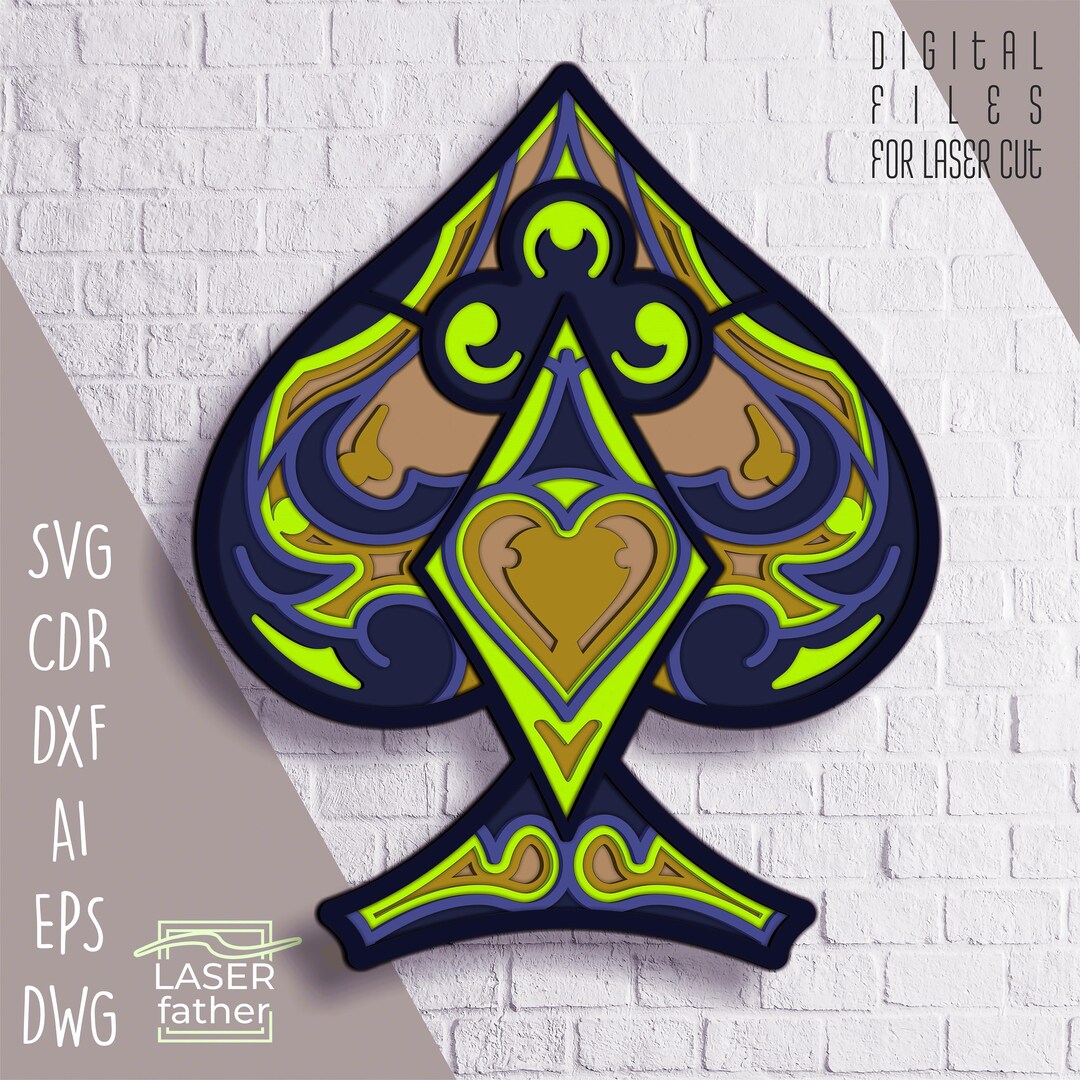 Spade Layered 3D SVG, Playing Cards Sign, Poker Design, Xtool Craft ...