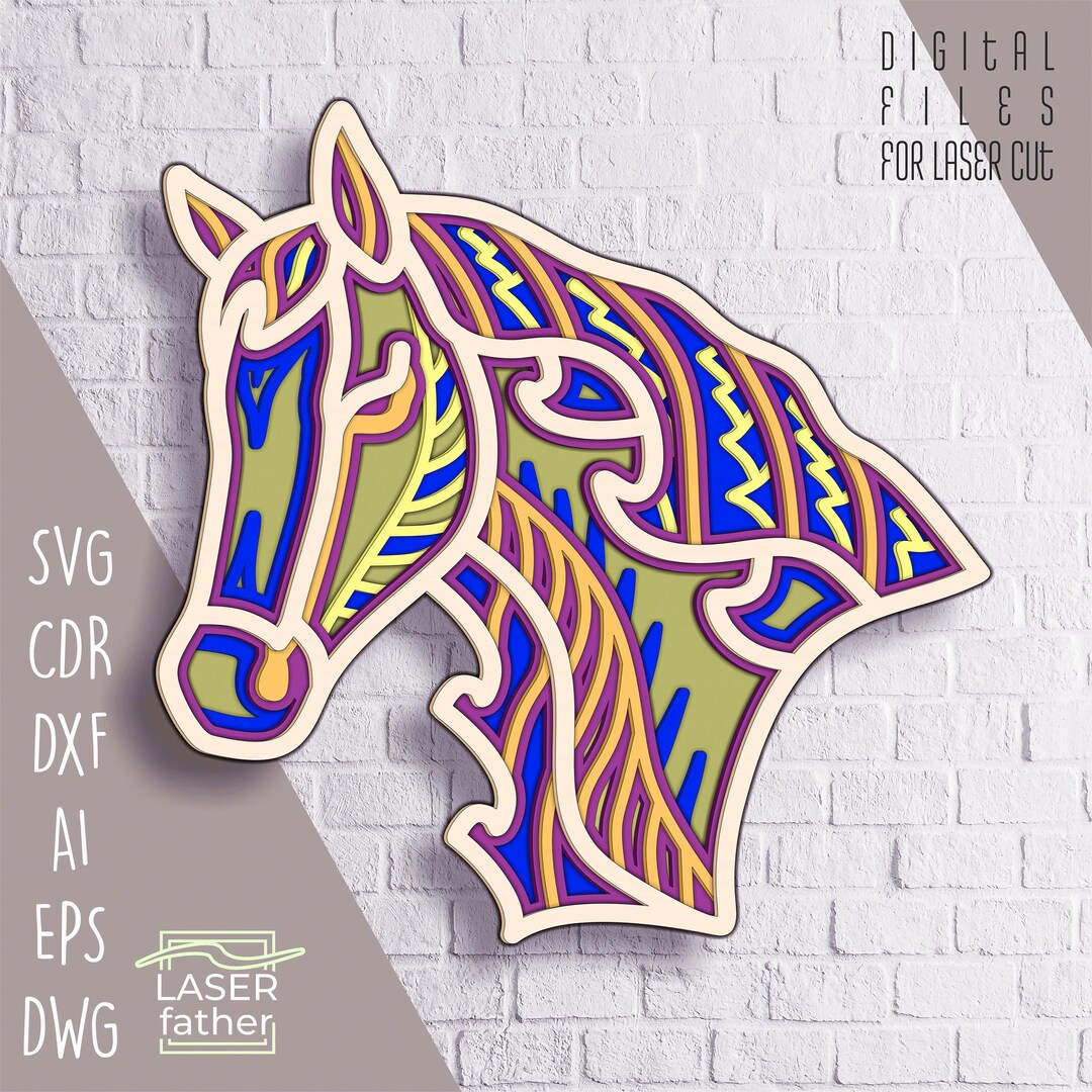 Pferd SVG, cdr ai eps dwg dxf Dateien für Lasercut, Multilayer Craft ...