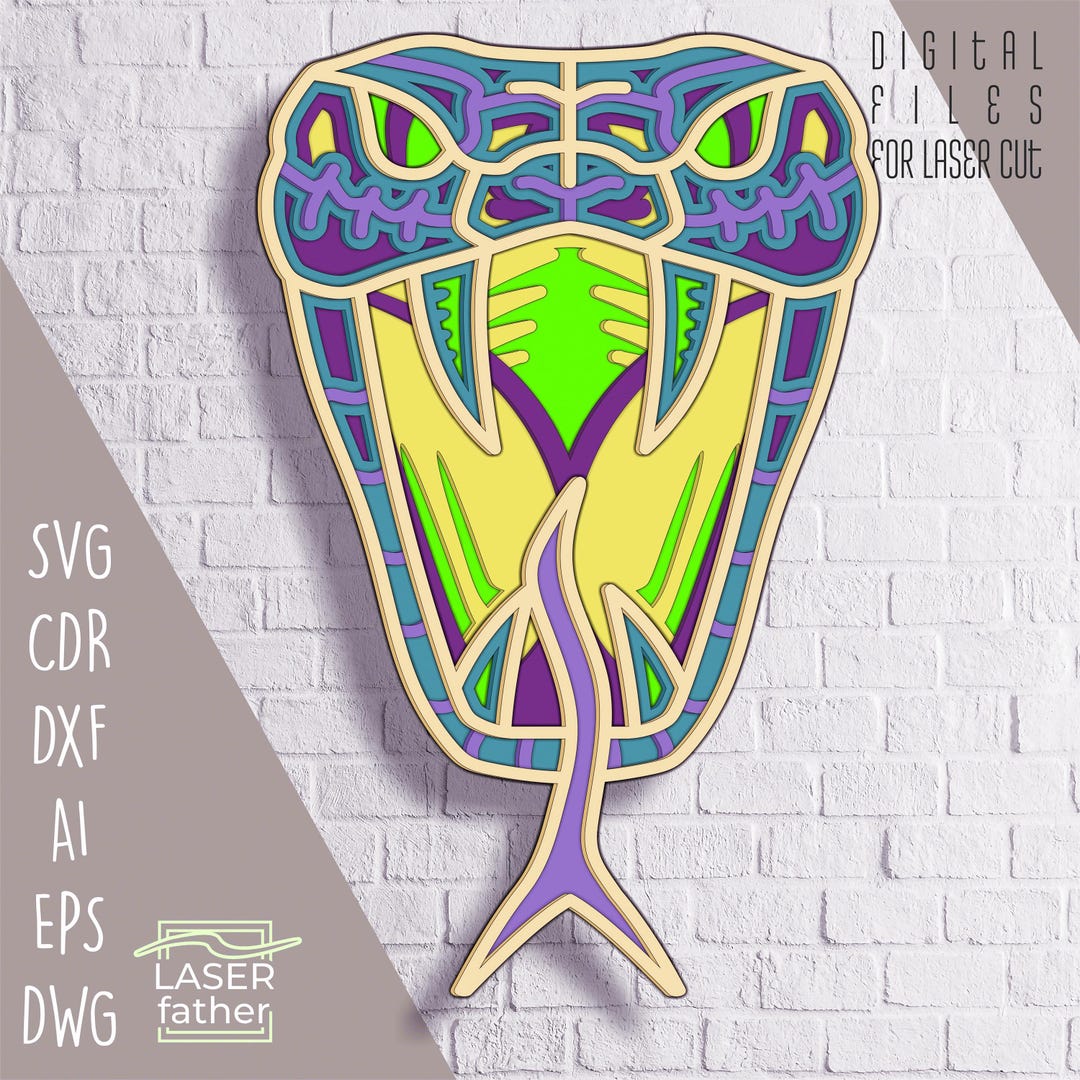 Cobra Head SVG, Snake Design, Cdr Ai Eps Dwg Dxf Files for Laser ...