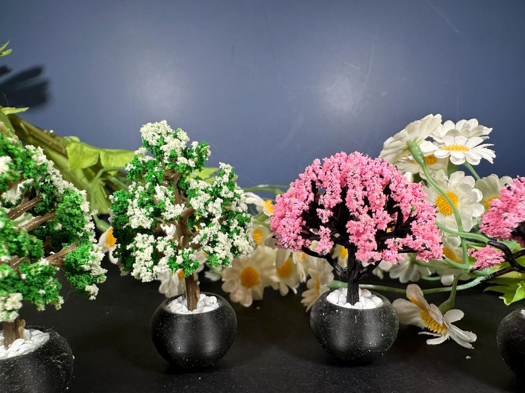 Miniature Sakura Tree Set | Dollhouse Pink & White Cherry Blossom ...