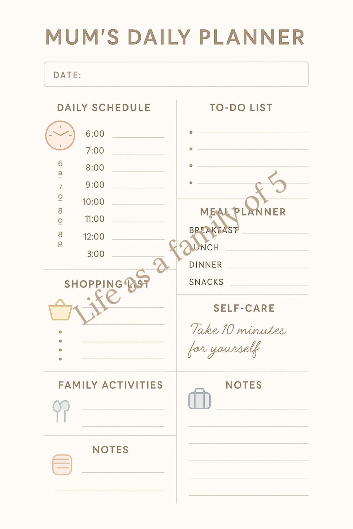 Mum’s Daily Planner – Printable PDF for Busy Mums | Digital Download - Etsy