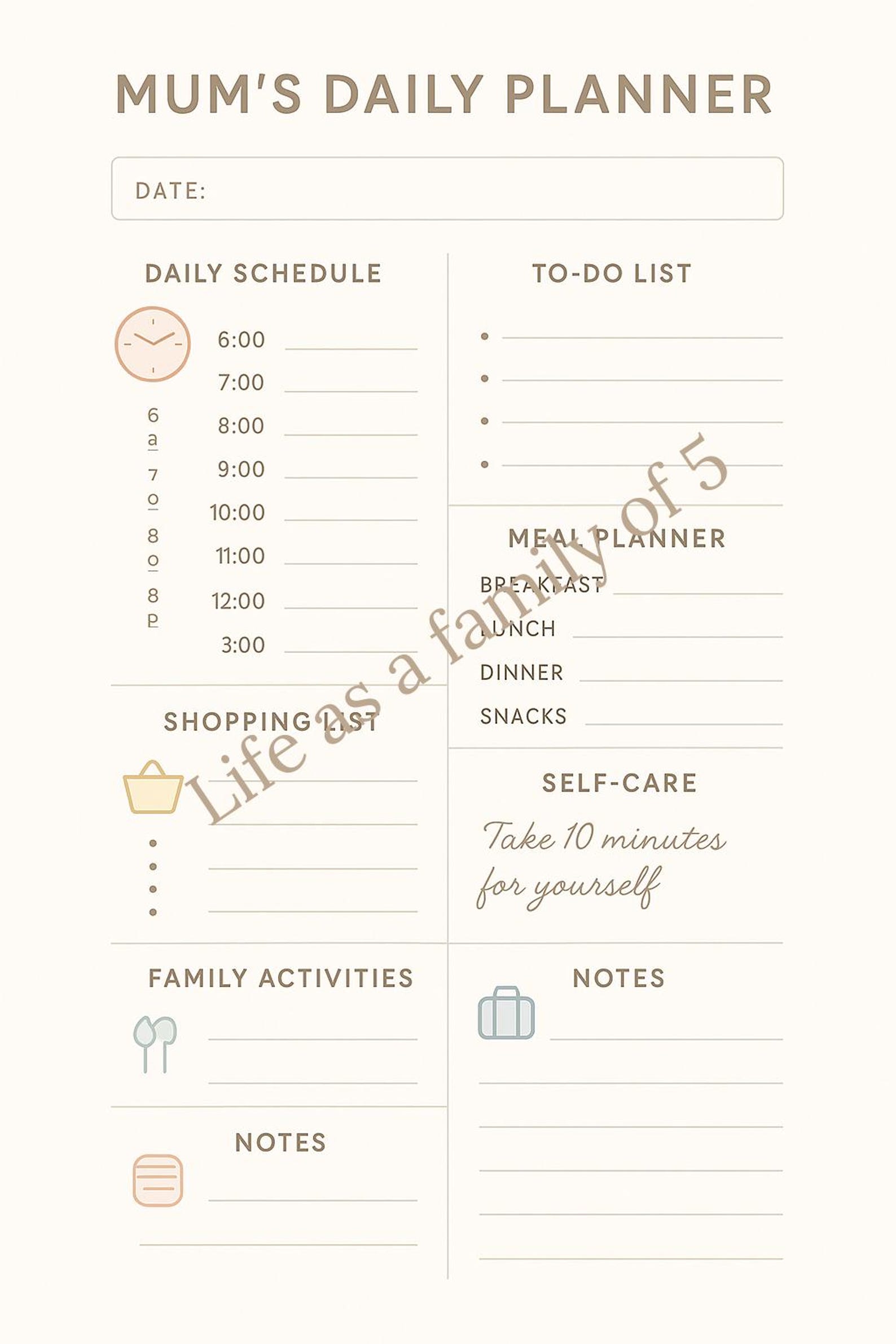 Mum’s Daily Planner – Printable PDF for Busy Mums | Digital Download - Etsy