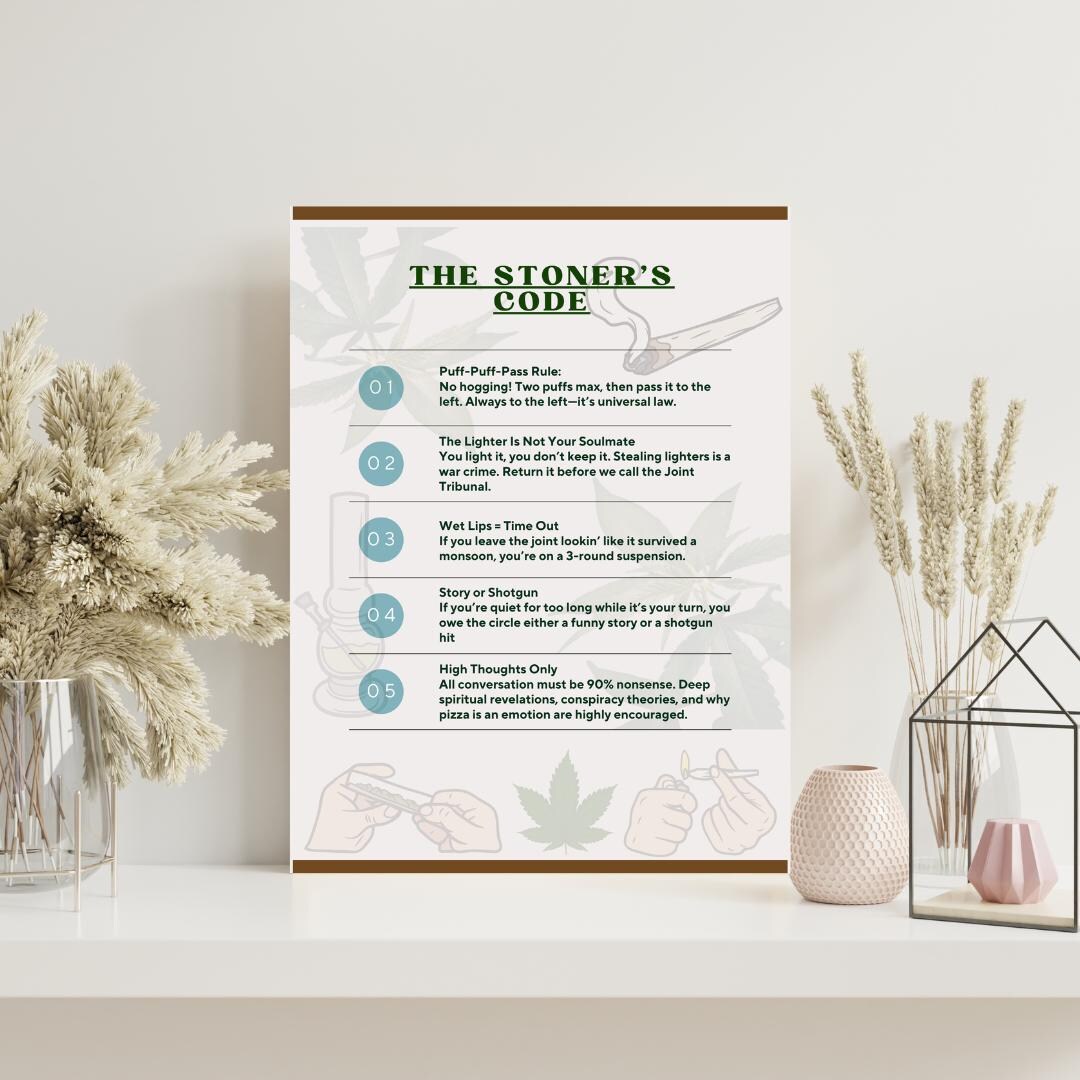 The Stoner's Code – Funny Weed Rules Poster (digital PDF Download) - Etsy