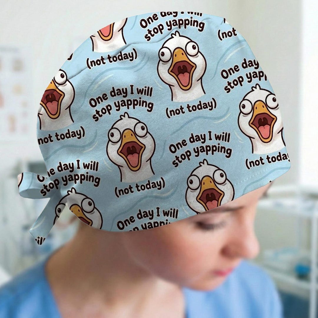 Funny Goose Print Scrub Cap: Adjustable Tie Back Surgical Hat With ...
