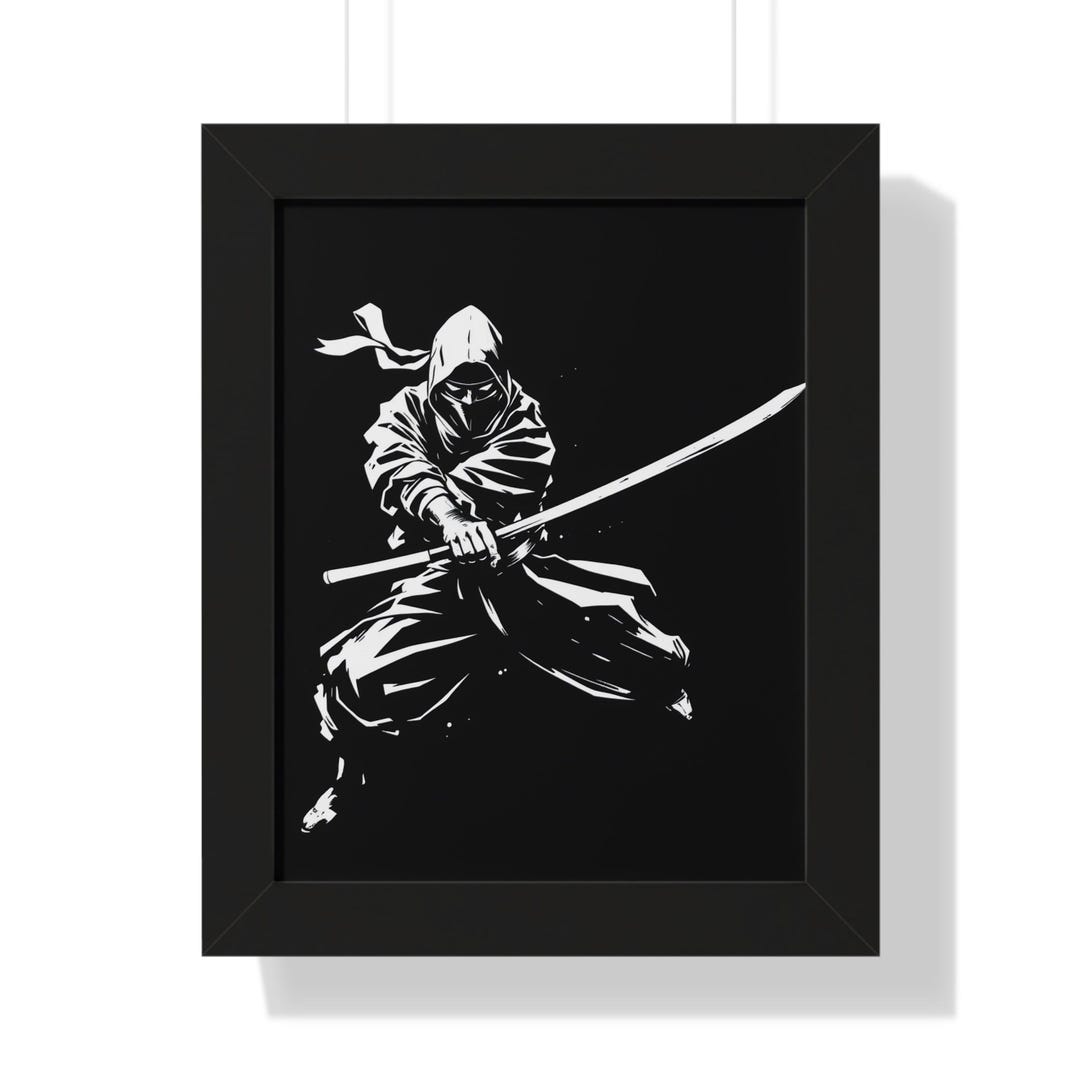 Ninja Warrior Framed Vertical Poster, Japanese Ninja Art Print, Samurai ...