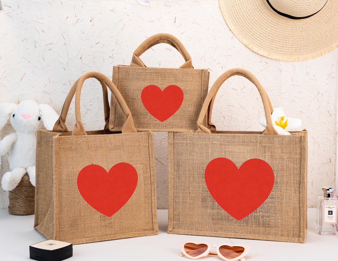 Valentine's Day Gift Bags,custom Heart Burlap Tote Bag,valentine's Day ...