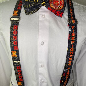 Fire Fighter Fireman Suspenders Bow Tie Protect Honor Serve Red and ...