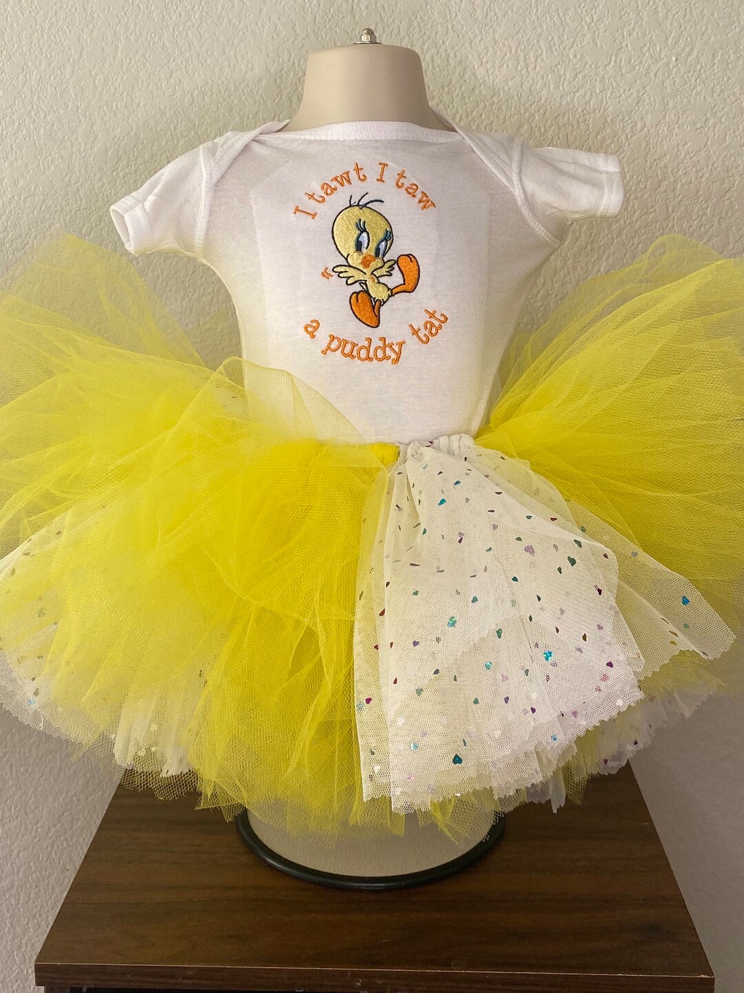 Tweety Bird Loony Tunes Tutu Dress With Sequined Hearts - Etsy