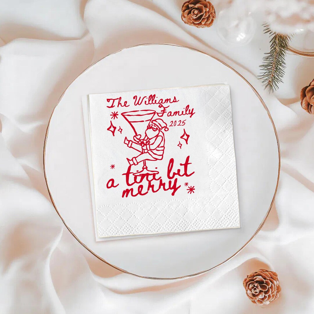 Personalized A Tini Bit Family Party Paper Napkin, Custom Winter Bridal ...