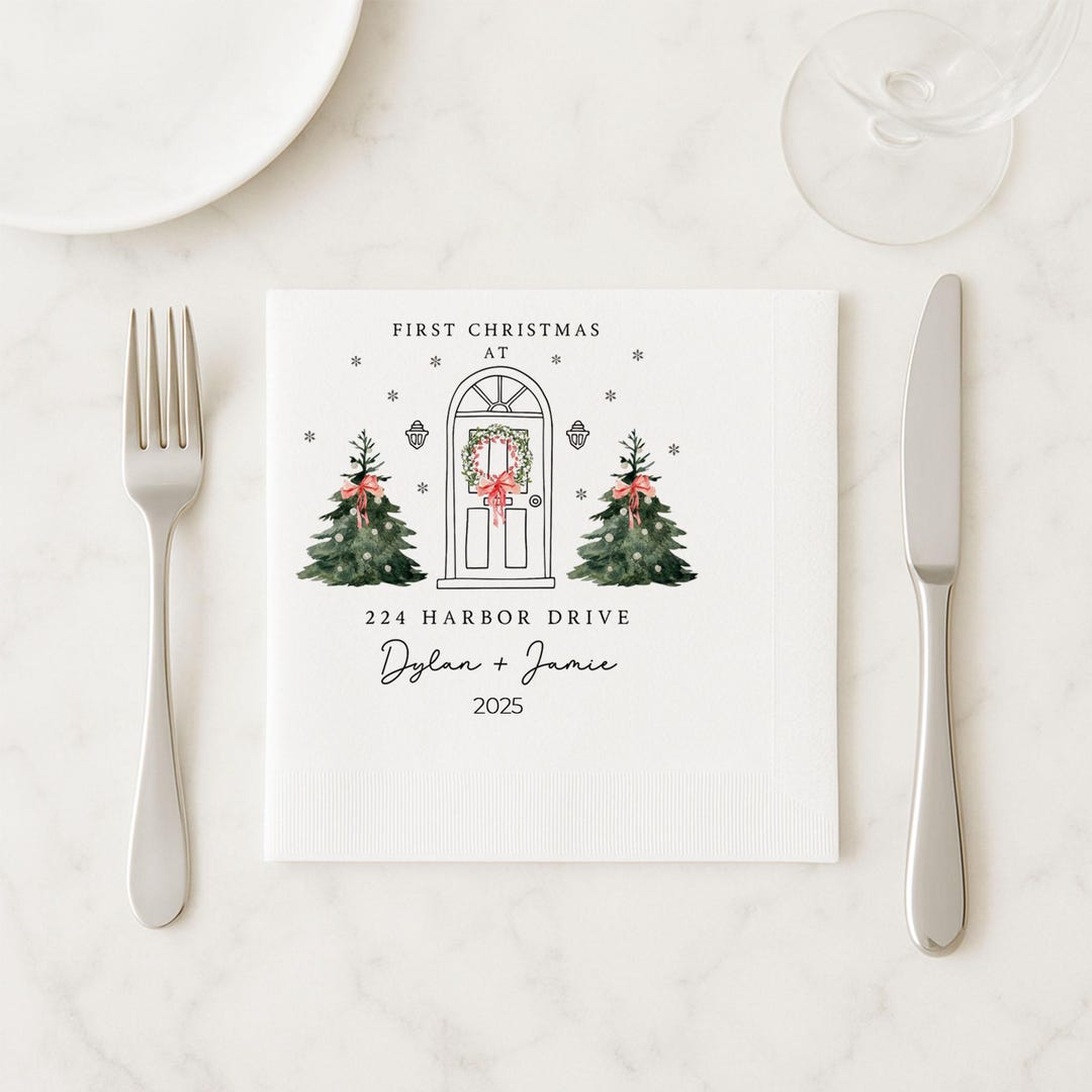 Personalized New House Beginning Paper Napkin, First Christmas in Our ...