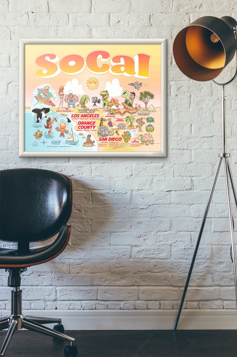 Southern California Cartoon Map - Etsy