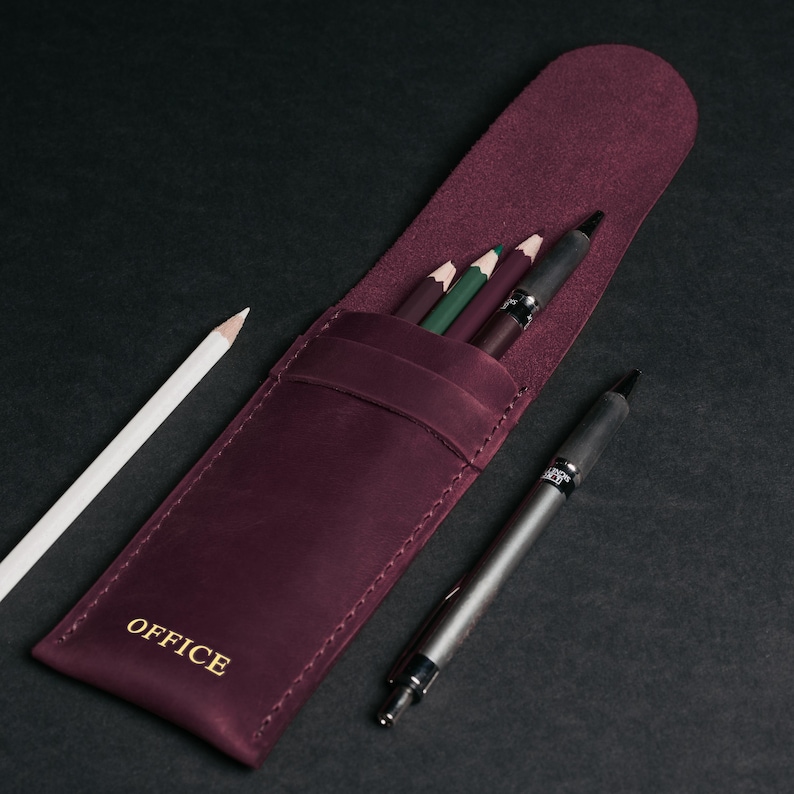 Leather Pen Holder, Pen Case, Custom Pencil Case, Slim Pen Pouch ...