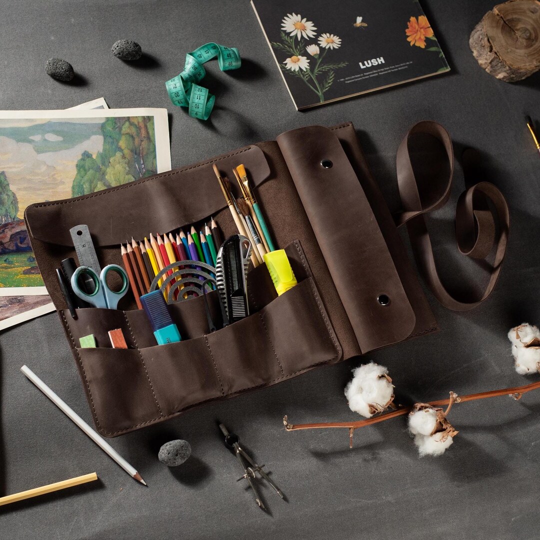 Leather Artist Roll, Art Supplies Case, Art Supply Roll, Craft Supplies ...